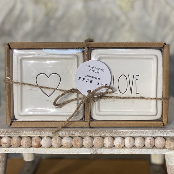 Rae Dunn | Jewelry | Rae Dunn Love Jewelry Boxes Set Of 2 | Poshmark